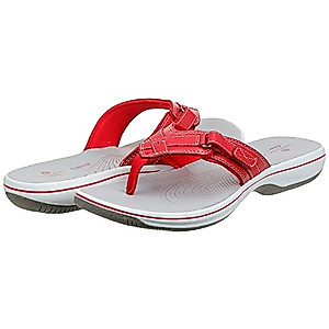 Clarks Women's Breeze Sea Flip-Flop, New Red Synthetic, 5