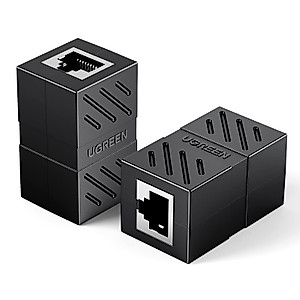 UGREEN RJ45 Coupler 2 Pack, Ethernet Extender 1000Mbps in Line Coupler Cat7 Cat6 Cat5e Cable Connector Ethernet Adapter Female to Female Black
