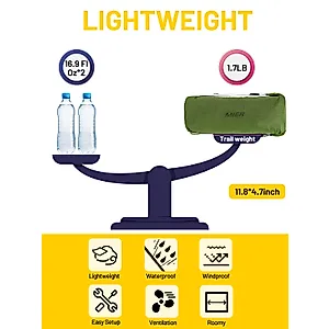 MIER Lanshan Ultralight Tent 3-Season Backpacking Tent for 1-Person or 2-Person Camping, Trekking, Kayaking, Climbing, Hiking, Green, 1-Person