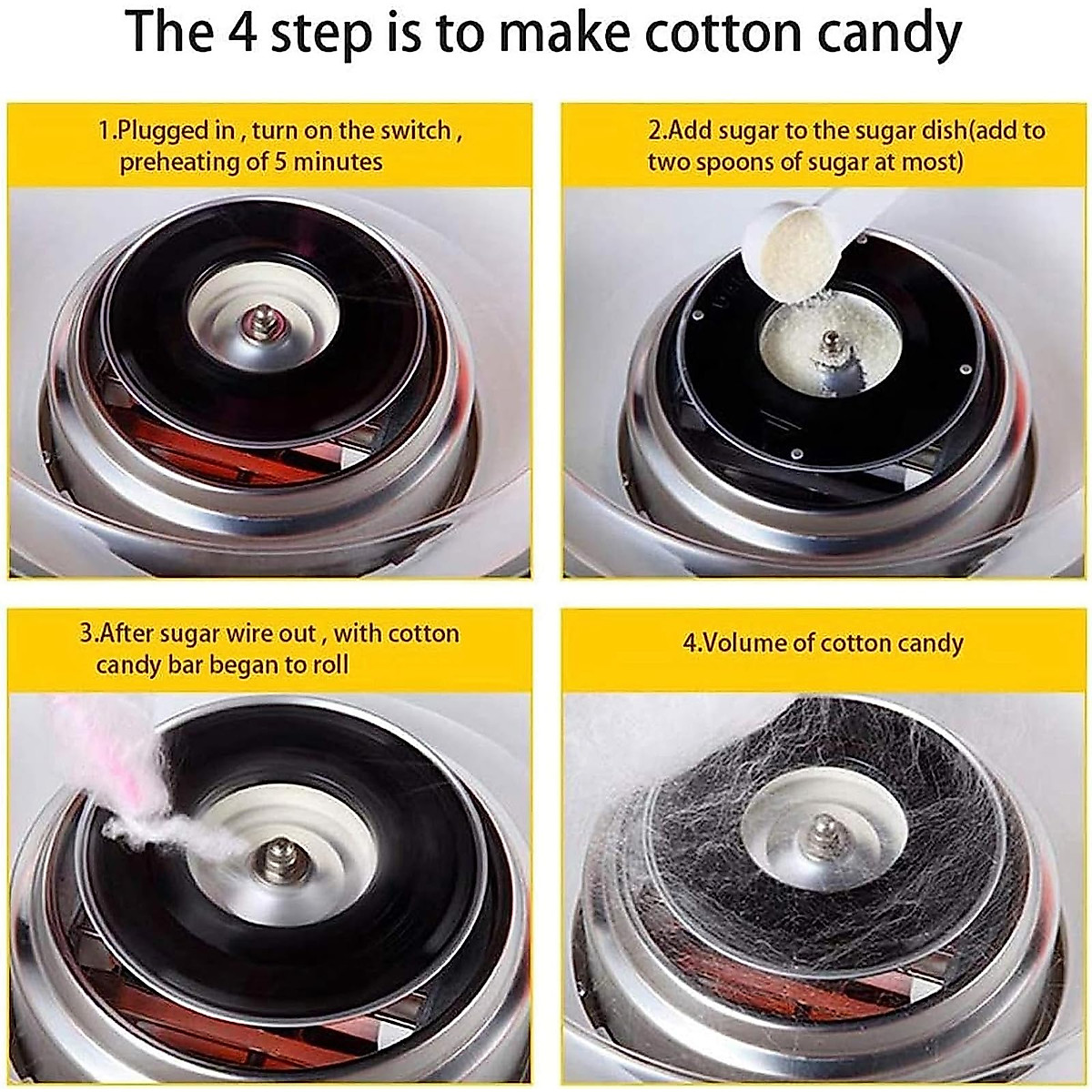 UZIAH Mini Cotton Candy Machine, 500W Electric Cotton Sugar Floss Maker, Household Kids Party Sweet Gift,Brown