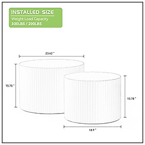 KEVINSPACE Round Coffee Table Set of 2 Nesting CoffeeTable Modern for Living Room, Round End TableSet, Wooden Circle Side Table No Need Assembly Accent Furniture for Bedroom Balcony Lounge White