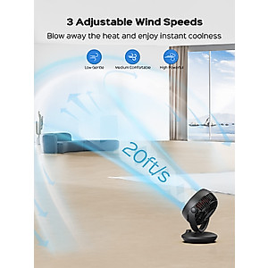 ZICOOLER Fan for Bedroom, 24dB Low Noise Table Fan, Strong Airflow Air Circulator Fan, 70° Oscillating Fan, 100° Adjustable Tilt, 3 Speeds, Portable Desk Fan for Office, Kitchen, Home, Black-Red