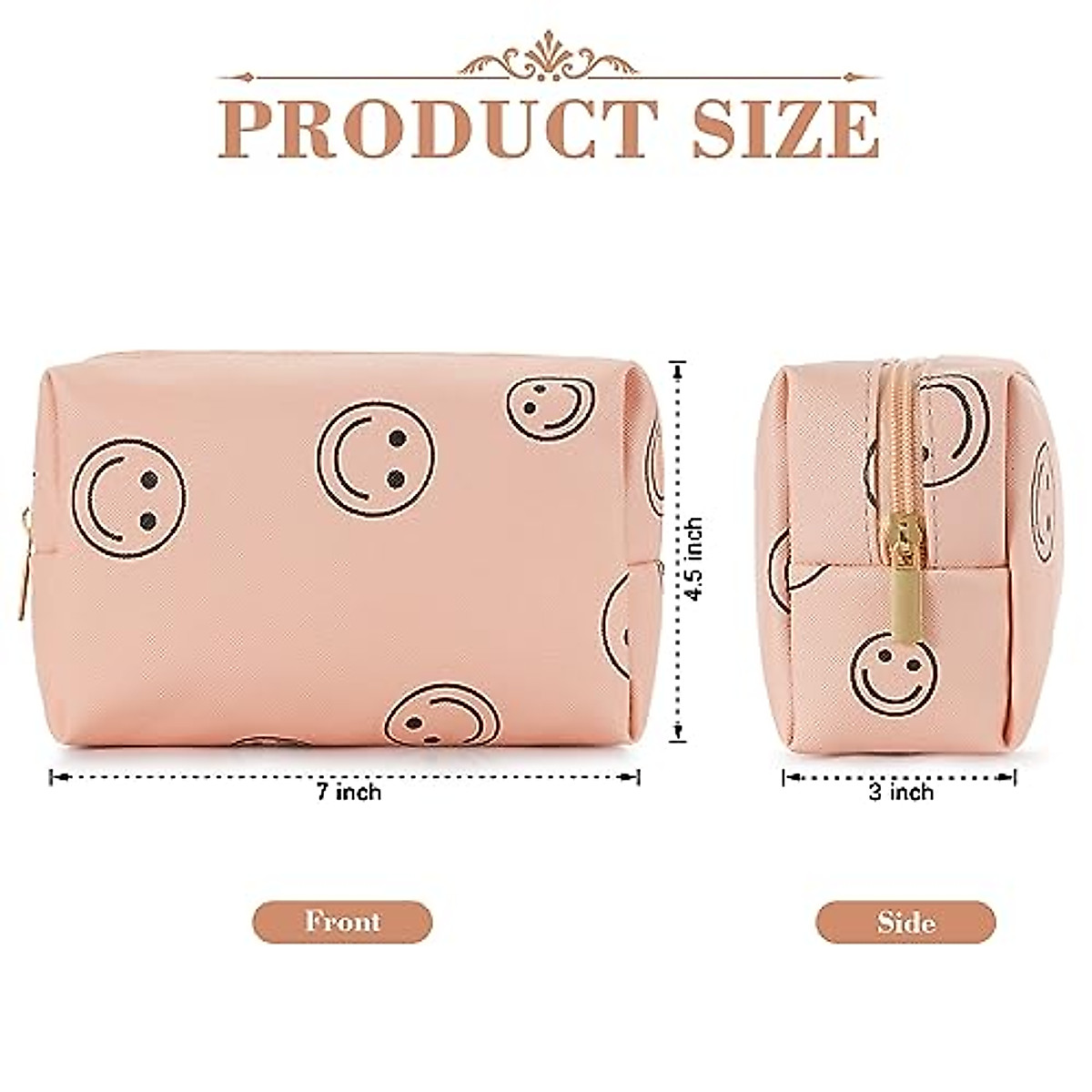 WALONER Makeup Bag For Women Preppy Makeup Bag Pu Leather Waterproof Cosmetic Bag Makeup Bag Organizer Cute Portable Makeup Bag As A Gift For Women Or,Pink