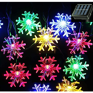 Inngree Solar Christmas Fairy String Lights 20 ft 30 LED 8 Modes Solar Snowflake Outdoor Waterproof Powered String Lights for Garden Patio Yard Home Christmas Tree Parties(Multicolor)