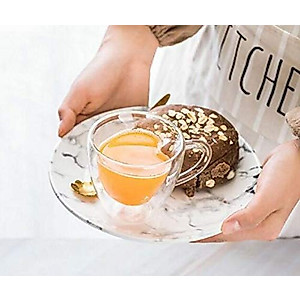 Cool Cook 2 Pack Heart Shaped Double Walled Insulated Glass Coffee Mugs or Tea Cups，Beautiful Heart Shape, Thermo Insulated Premium Quality Borosilicate Glass, Set of 2 (8.5 oz, 240 ml)