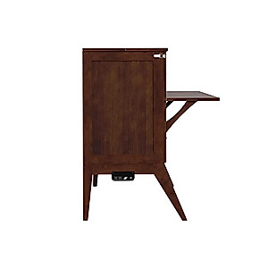 AFI, Northampton Murphy Bed Desk with Premium 6 Inch Folding Memory Foam Mattress and Built-in Charger, Full Size, Walnut