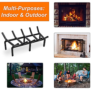 TwentyNext 17 Inch Fireplace Grate Heavy Duty Solid Steel Fire Grate for Fire Pit Wood Log Rack Stove Firewood Holder for Indoor Hearth Outdoor Fire Pit Chimney Hearth Kindling Tool