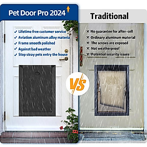 HARDLIGHT Extra Large Dog Door with Locking Panel, Pet Door, Tunnel Adjustable, Magnetic Flap Dog Door for Door, Strong and Rugged, for Pets up to 220lbs