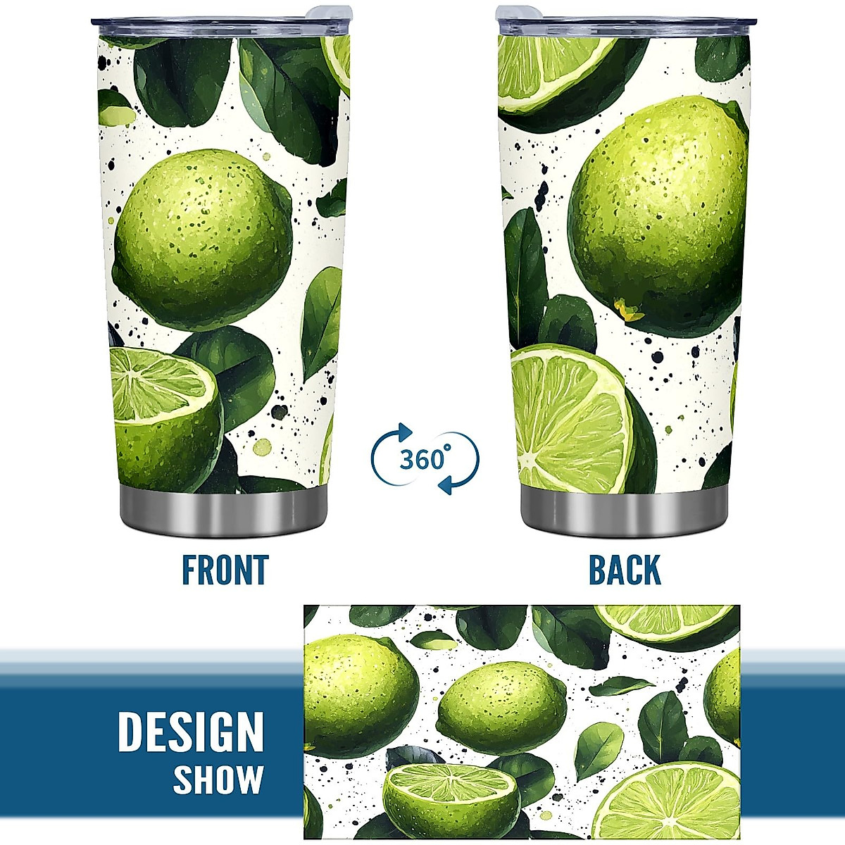 QWEUIOP 20oz Insulated Travel Coffee Mug Tropical Citrus Stainless Steel Tumbler with Lid Double Wall Vacuum Coffee Cup For Hot and Cold Drinks14324