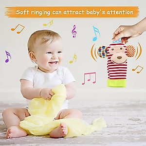 Baby Rattle Socks and Baby Foot Finder - Baby Toys 0-12 Months Baby Wrists Rattle and Socks Foot Finders Set - Developmental Infant Toys 0-12 Months for Baby Girls & Boys