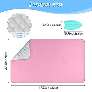 Kigai Plain Carnation Pink Solid Color Ironing Mat - with 3mm Padding & Silicone Iron Rest, Quilting & Travel Portable Ironing Pad, Quilted Washer Dryer Heat Resistant Pad 47 X 27.6 Inch