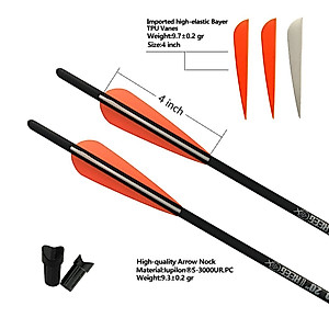 REEGOX Crossbow Bolts 20 inch Bio Crossbow Arrows with 4-Inch Vanes(Pack of 12)