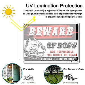 TOHAO Beware of Dog Sign, 3 Pack 10"x 7" Rust Free .04" Aluminum Warning Signs, UV Protected, Reflective & Waterproof, Easy to Mount- Indoor Or Outdoor Use