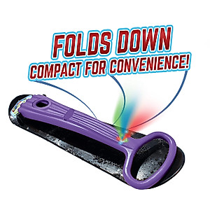 Geospace Original Winter Fun Ski Skooter Sled with Single LED Light: Fold-up Portable Snowboard Kick-Scooter Sled for Use on Snow (PURPLE)