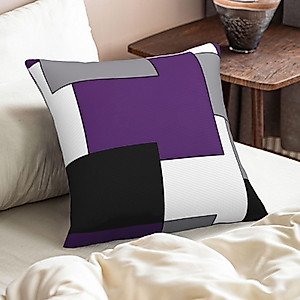 ChangQingArt Purple White Black Grey Geometry Throw Pillow Covers Shells for Couch Office Bedroom Home Decoration, 18"X18"