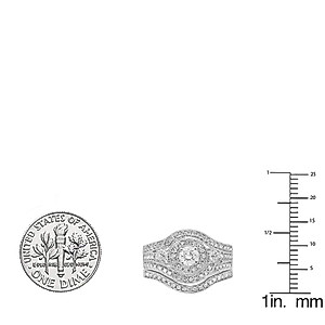 Dazzlingrock Collection 1.00 Carat (Cttw) 14k Round Diamond Women Vintage Engagement Ring Set 1 CT, White Gold, Size 8