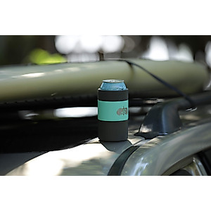 Toadfish Non-Tipping Can Cooler for 12oz Cans - Suction Cup Can Cooler for Beer & Soda - Includes Slim Can Adapter - Stainless Steel Double-Wall Vacuum Insulated Cooler - Teal