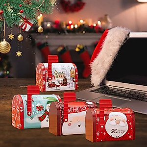 4PCS Christmas Reindeer Gift Box, Metal Christmas Cookie Tins with Lids, Decorative Candies Storage Container Tinplate Candy Boxes Empty Tins Xmas Cookie Jar for Christmas Decor and Storing Snacks