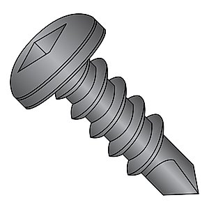 Small Parts 1016KQPB Steel Self-Drilling Screw, Black Oxide Finish, Pan Head, Square Drive, #3 Drill Point, #10-16 Thread Size, 1" Length (Pack of 50)