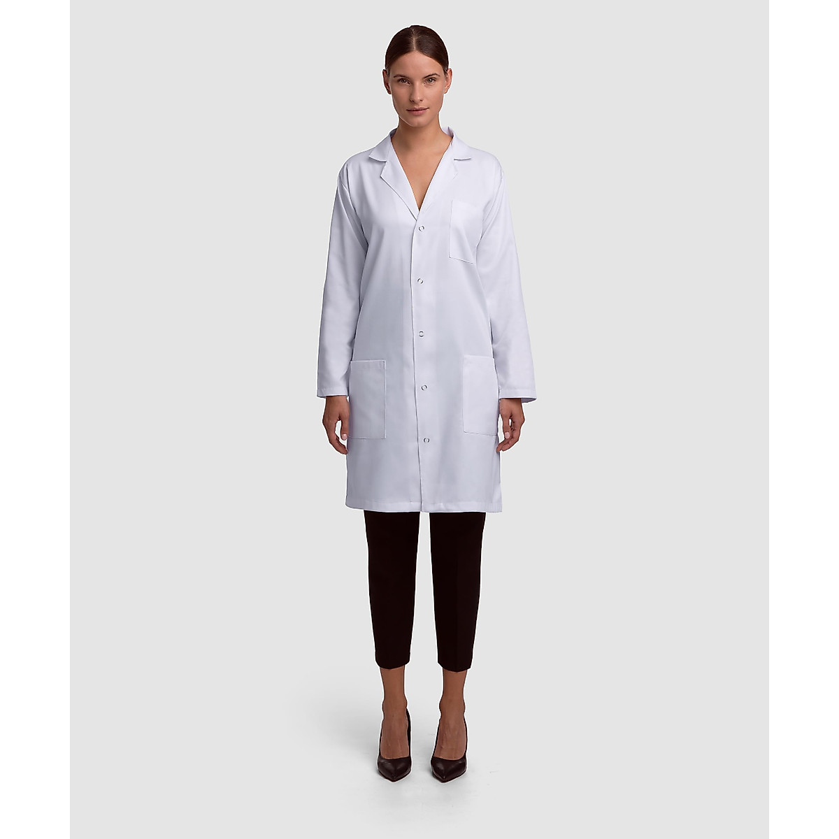 Professional Unisex 100% Cotton Lab Coat for Men and Women, Multiple Pockets, Classic Fit, Snap Closing, 40" Length (L)