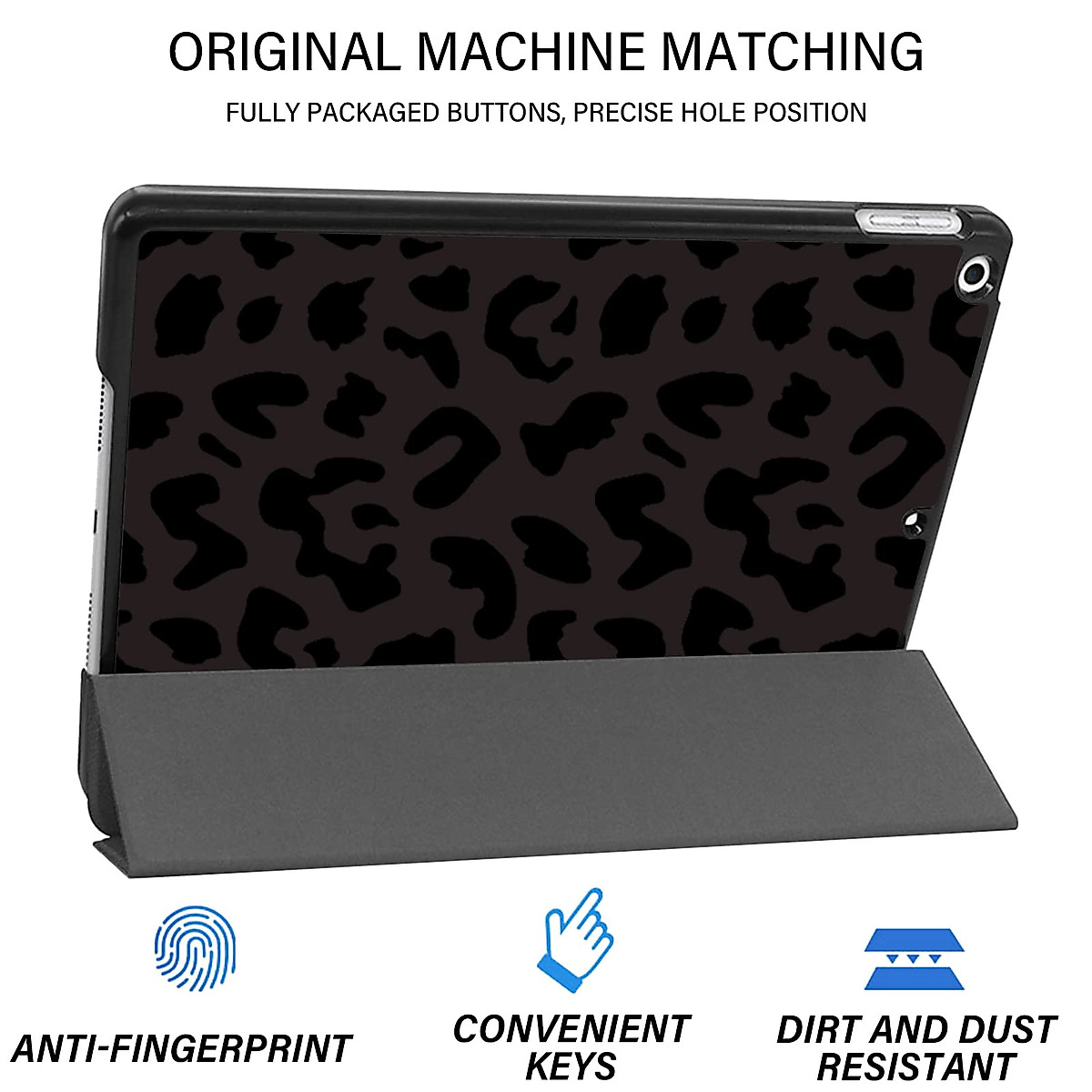 Deokke Compatible with iPad 9th /8th /7th Generation Case(2021/2020/2019) with 2Pcs Screen Protector and Hard Back iPad 10.2 inch Case,Auto Sleep/Wake Cover-Black Purple Leopard Cheetah