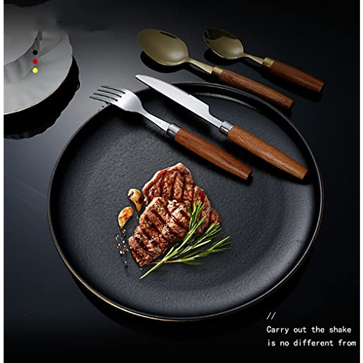 32-Piece Wood Silverware Cutlery Set for 8,Quality Stainless Steel Cutlery Set with Wooden Handle, Modern Tableware Cutlery Set for Home Restaurant Hotel Family Gatherings Mirror Finish