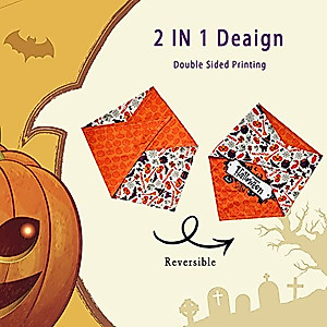 Halloween Dog Bandanas Boy Girl 4 PCS, Reversible Printing Pet Scarf, Pumpkin Ghost Candy Bat Bib for Small Medium Large Cat Dogs Owner Mom (Orange)