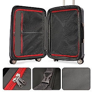 GinzaTravel Luggage Expandable 3 Piece Sets Rare Color PC+ABS Suitcase Set with Smooth wheels and TSA lock