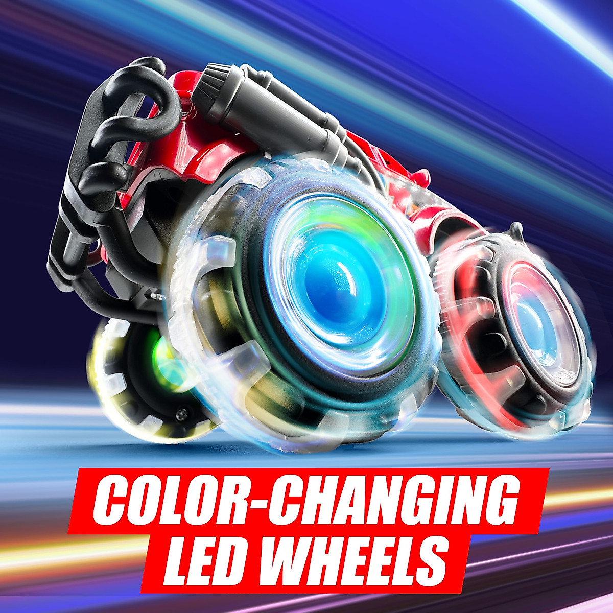 Vroomix 3Pack Monster Truck Toy - Toy Truck with Flashing LED Wheels - Light-Up Cars for Toddlers - Birthday Gift for Boys Girls - Friction-Powered