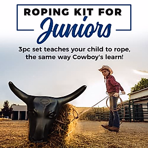 Colorado Saddlery The Junior Roping Kit | Complete Kids Rodeo Set | Practice Dummy Steer Head, Rope, Gloves, Stakes | Durable Training Rope | Beyond Toys