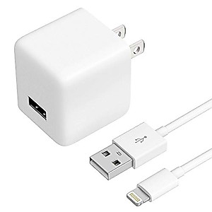 TalkWorks USB Cable Compatible w/ iPhone 14/14 Plus/14 Pro/14 Pro Max, 13/Mini/Pro/Pro Max, 12/Mini/Pro/ProMax, Phone, AirPods, iPad - 5' Lightning Cable Wall Charger Adapter - MFI Certified (White)