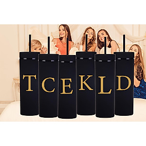 Personalized Letter M Skinny Tumbler.16oz Matte Initial Skinny Tumblers with Lids and Straws.Personalized Custom Slim tumblers Cups Gifts.Novelty Birthday Christmas Gifts for Men Women.