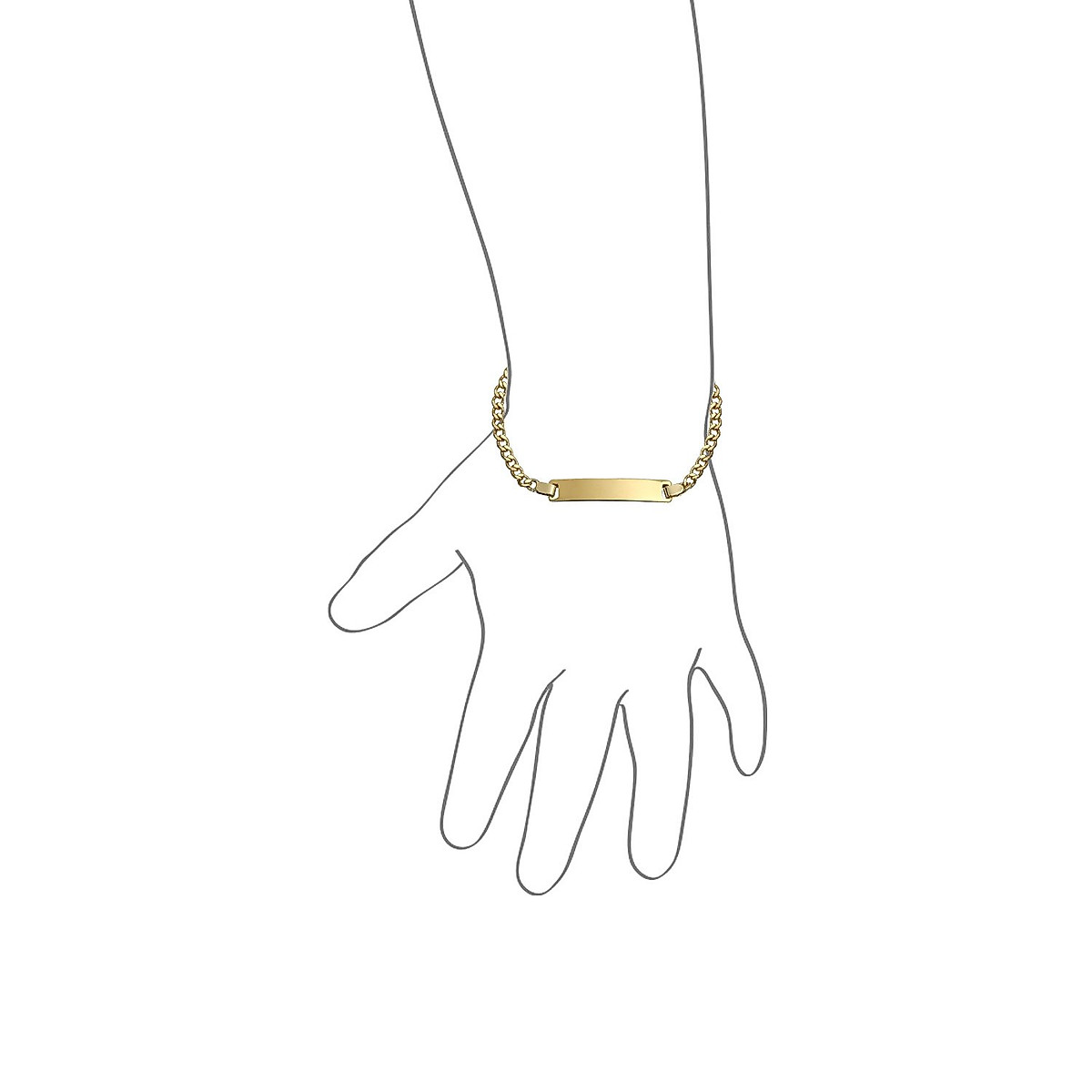 Bling Jewelry Personalized 18K Gold Plated Brass Tiny Identification Tag ID Bracelet Lightweight For Small Wrists 5 Inch Custom Engraved