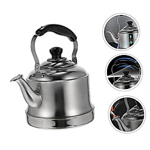 GRADENEVE 1pc Stainless Steel Kettle Whistling Water Kettle Small Espresso Machine Whistle Kettle Heated Coffee Mug Japanese Tea Pots Boiling Portable Water Kettle Whistle Teakettle Silver