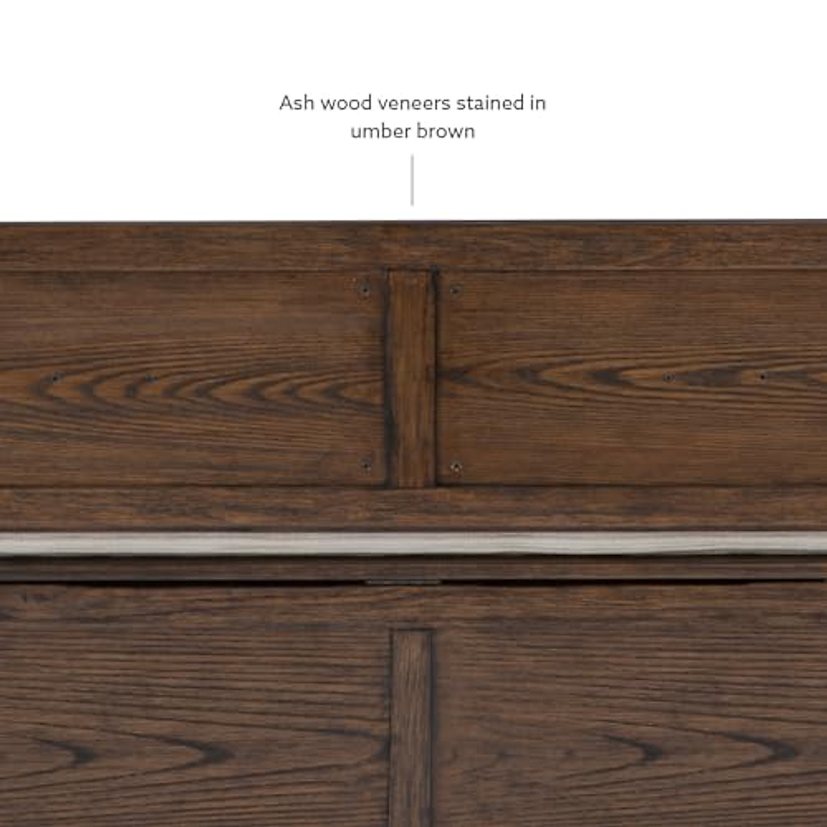 Linon Umber Brown Carlton Rustic Storage Bench with Beige Upholstered Back and Cushioned Seat