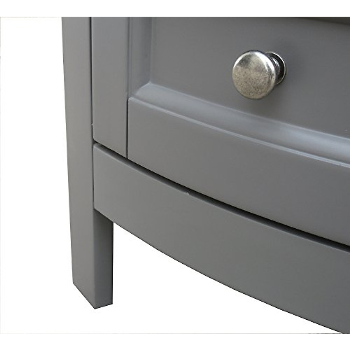 RUNFINE RFVA0069G 24 inch Wide All Wood Modern Gray Vanity with vitreous China top, 2 Doors and 1 Slow Close Arch Drawer