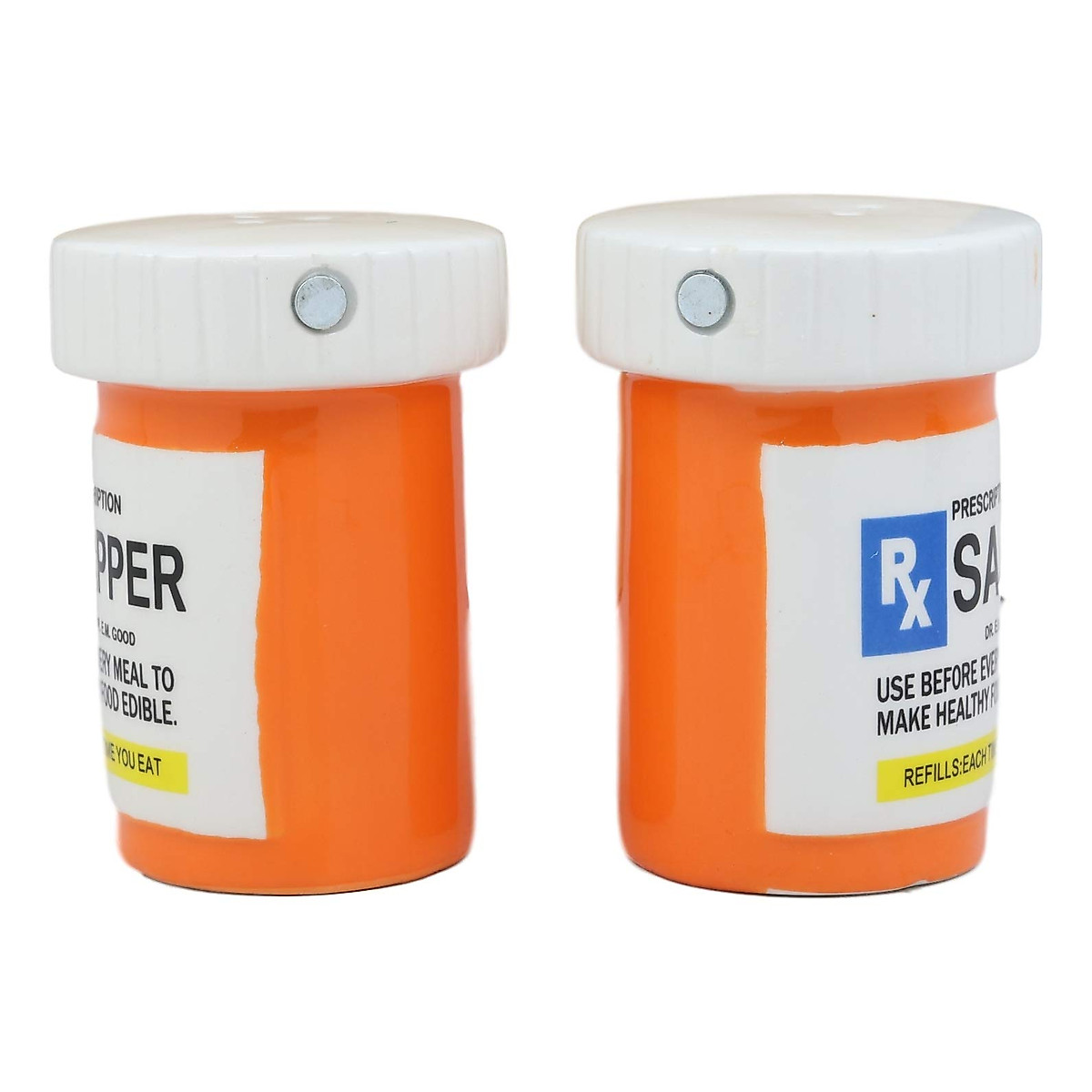 Ebros Rx Pharmacy Prescription Bottles With Instructions Magnetic Salt And Pepper Shakers Set Ceramic Figurines Party Kitchen Tabletop Collectible Prop Decorative Accessories