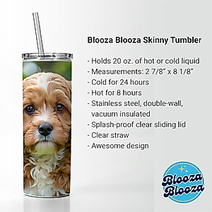 Cavapoo Dog Puppy Photo Skinny Tumbler 20oz with Straw Insulated Water Bottle Gift