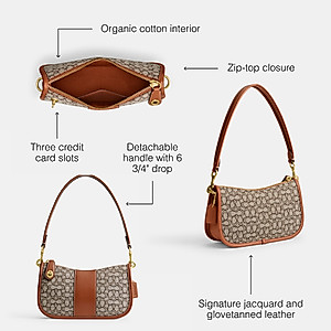 COACH Mini Signature Jacquard Swinger 20, Cocoa Burnished Amb