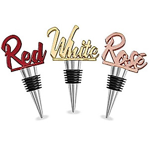 WILD EYE DESIGNS WINE STOPPER S/3, WED, CLASSIC, RED WHITE ROSE, WED…