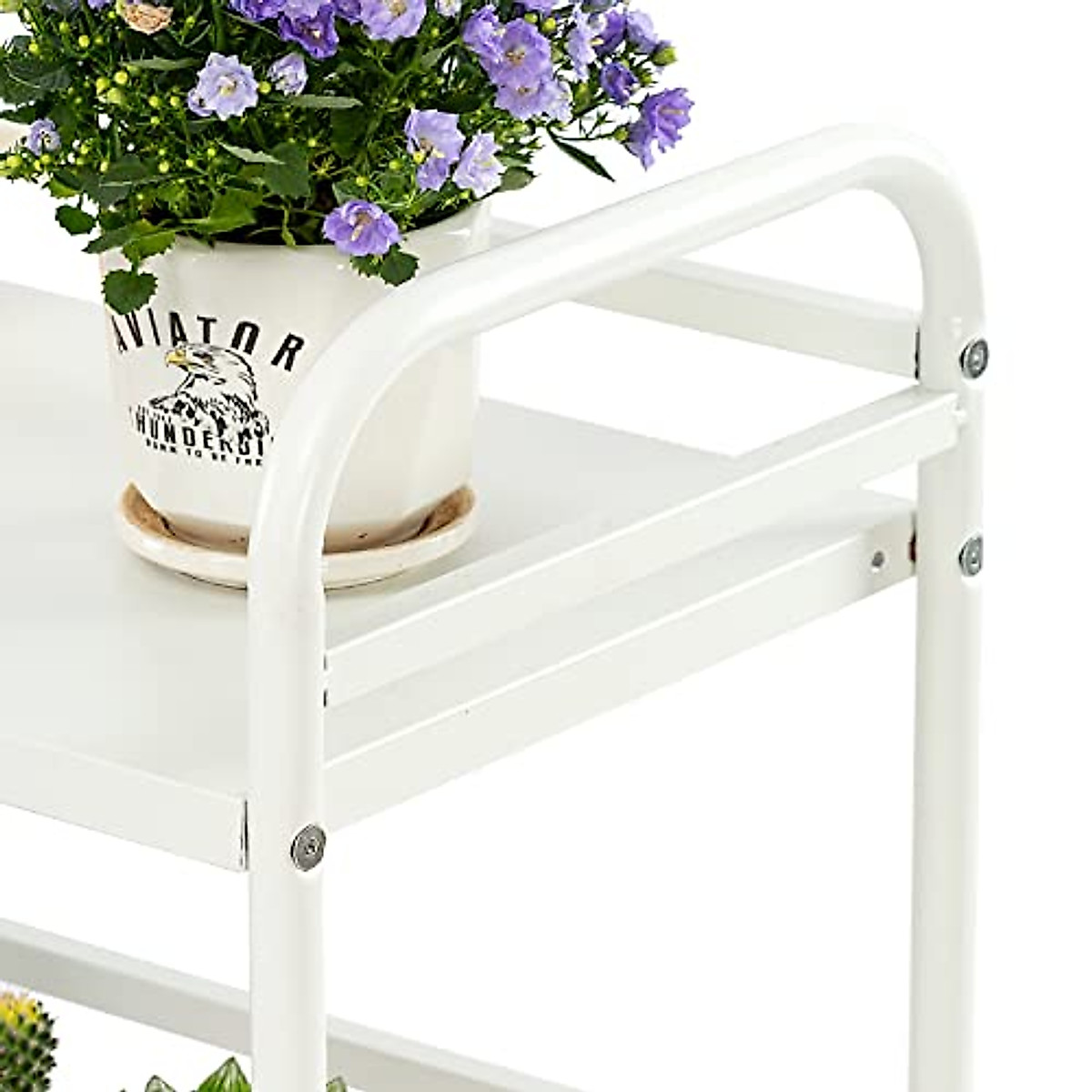 HDANI 3 Tier Metal Rolling Utility Cart,High Capacity Multi Purpose Heavy Duty Cart,for Office,Kitchen,Living Room,Bedroom,Etc.Black (White)…