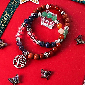 Eigso 2Pcs 7Chakra Bracelet with Tree of life Simbol Sign Pendant Healing Mala Wristband for Men Women