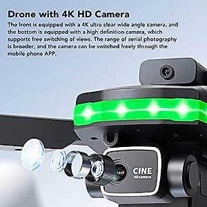 RC Drone Quadcopter with 4K HD Dual Camera, Mini RC Helicopters S162 for Adults Kids with Track Marking Flight, 360° Flip, Positioning Hover, LED Light Strip, Speed Adjustment