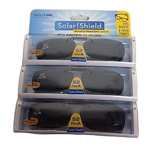 3 Solar Shield Clip-on Polarized Sunglasses Size 52 Rec A Black Frameless Scratch Resistant New