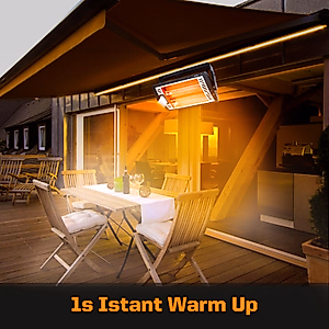 Shinic Electric Garage Heaters with Remote Control, 1500W/750W Ceiling Mounted Radiant Quartz Heater with Work Light, 90° Rotation, 5 Mode Settings, Electric Heater for Garage, Shop, Patio Large Room