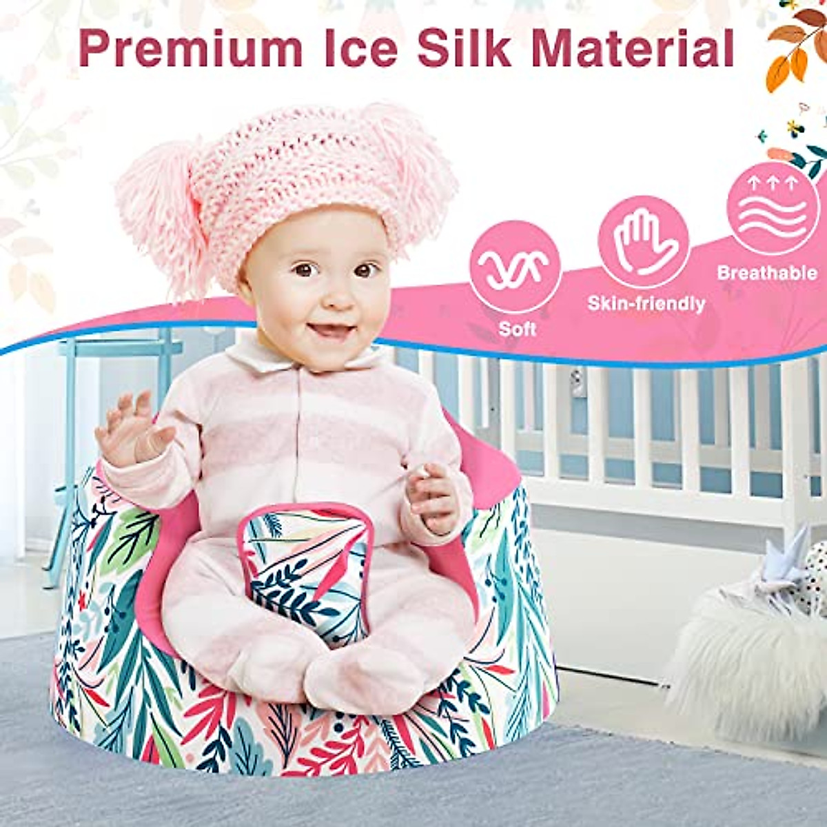 Zooawa Seat Cover Compatible with Bumbo Seat, Baby Seat Cover Children Chair Protector Washable Baby Booster Seat Accessory, Infant Comfortable Seat Cover Compatible with Bumbo Seat, Pink