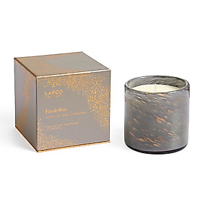 LAFCO New York 2024 Holiday Signature Candle, Limited Edition Holiday Feu de Bois - 15.5 oz - 90-Hour Burn Time - Reusable, Hand Blown Glass Vessel - Made in The USA