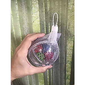 Birds LOVE 3" Hanging Clear Foraging Plastic Perforated Ball Unscrews, Put Bird Treats Inside, Comes w Vine Balls Inside, Bird Cage Medium to Large Bird Toy