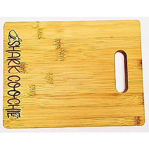 Shark Coochie 9.5"x13" (charcuterie board) Engraved Bamboo Wood Cheese Cutting Board with Handle Butter Board