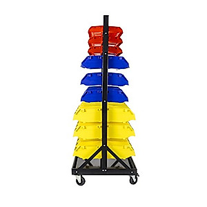 Steel Dragon Tools® TLPB05 90 Parts Bin Shelving Storage Organizer with Locking Wheels for Shop Garage and Home
